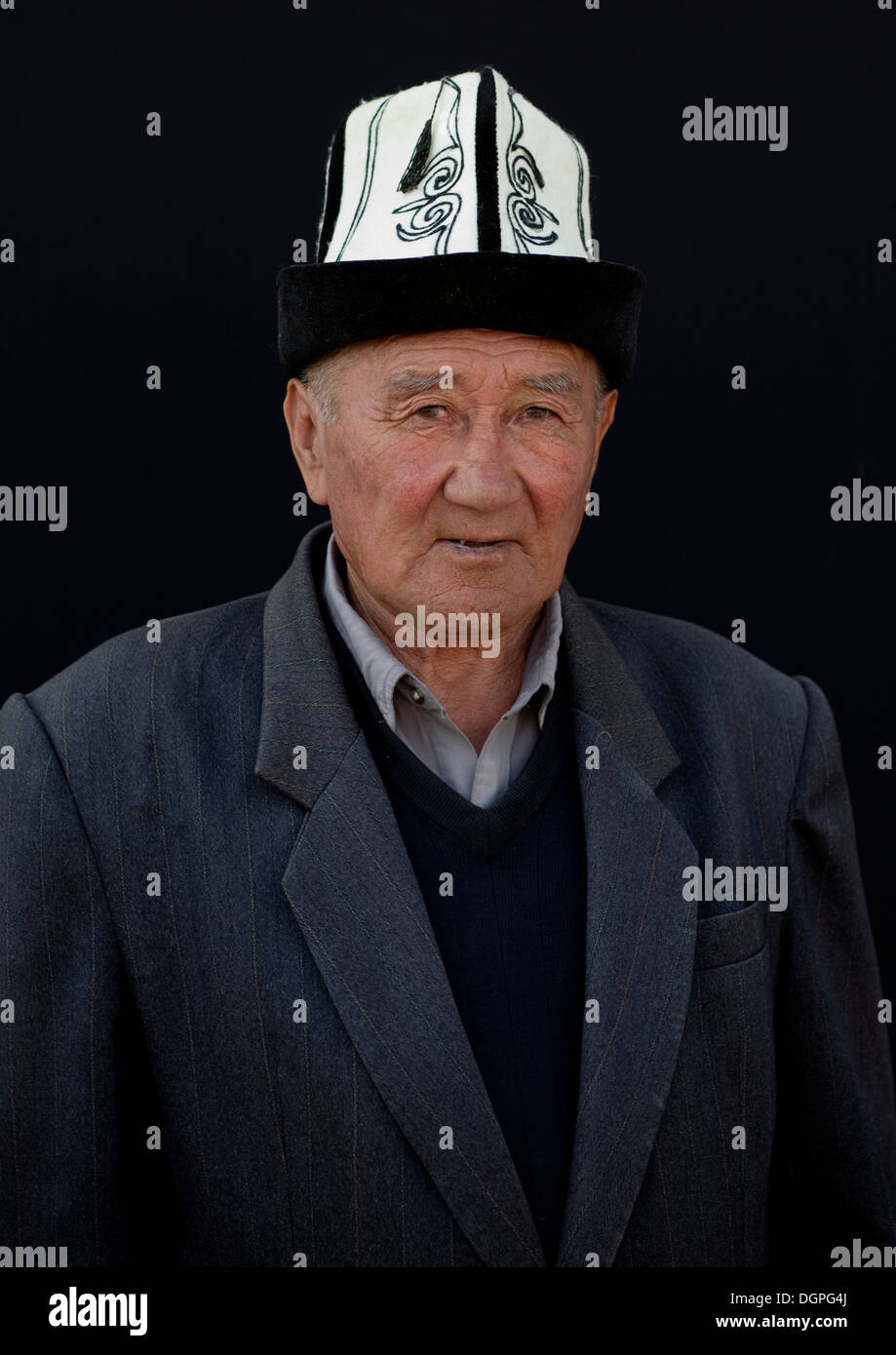 Old Man With A Kalpak Hat At The Animal Market In Kochkor, Kyrgyzstan ...