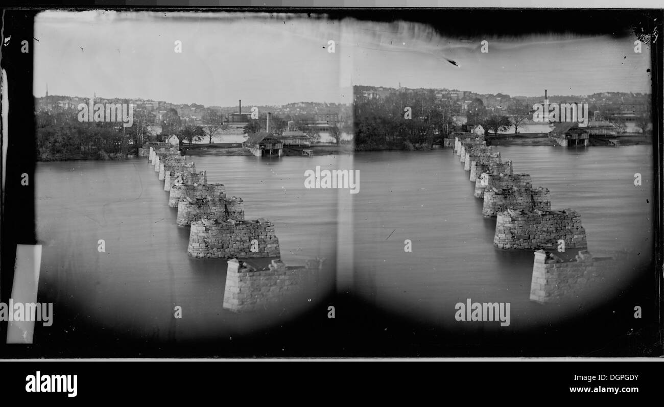 The ruins of Mayo's Stone Railroad Bridge over the James River at ...