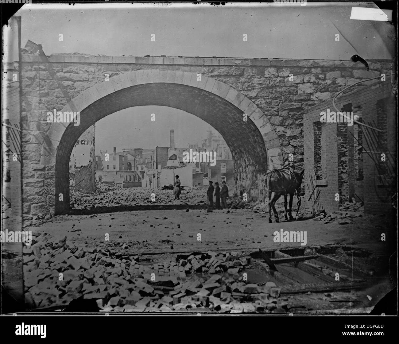 The ruins of Richmond, Virginia, photographed in April 1865, illustrate ...