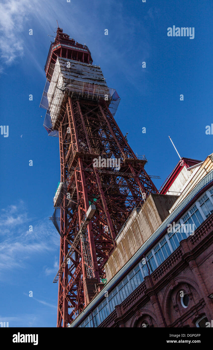 View of the Blackpool Tower taken from the foot of the Tower looking up ...