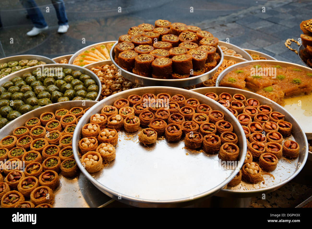 Baklava and other Turkish sweets in the shop window of Hafiz Mustafa ...