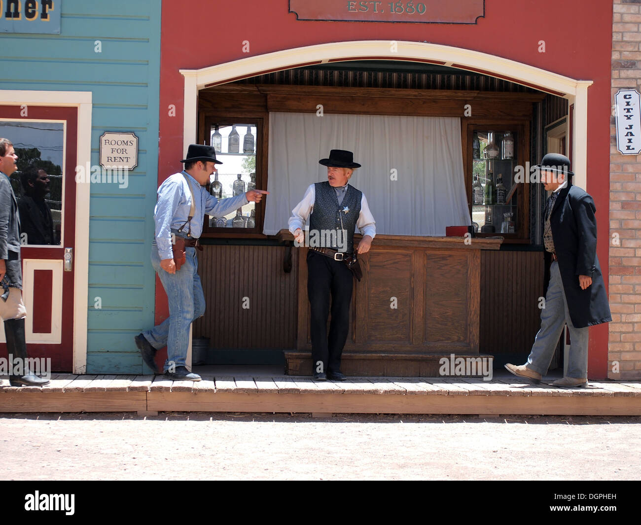Actors portraying Virgil Earp, Doc Holliday and outlaws in a recreation ...
