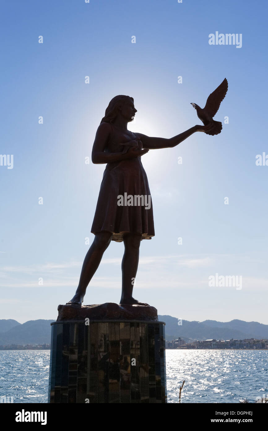 Turkey, Statue of female with bird Stock Photo - Alamy