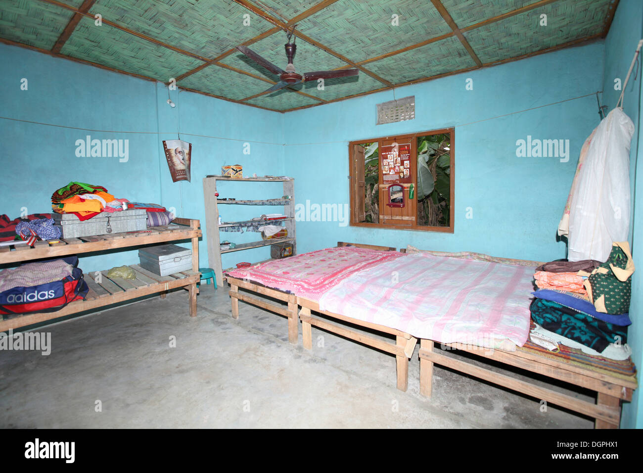 Interior of a tribal girls hostel near Dimapur village, Nagaland, India ...