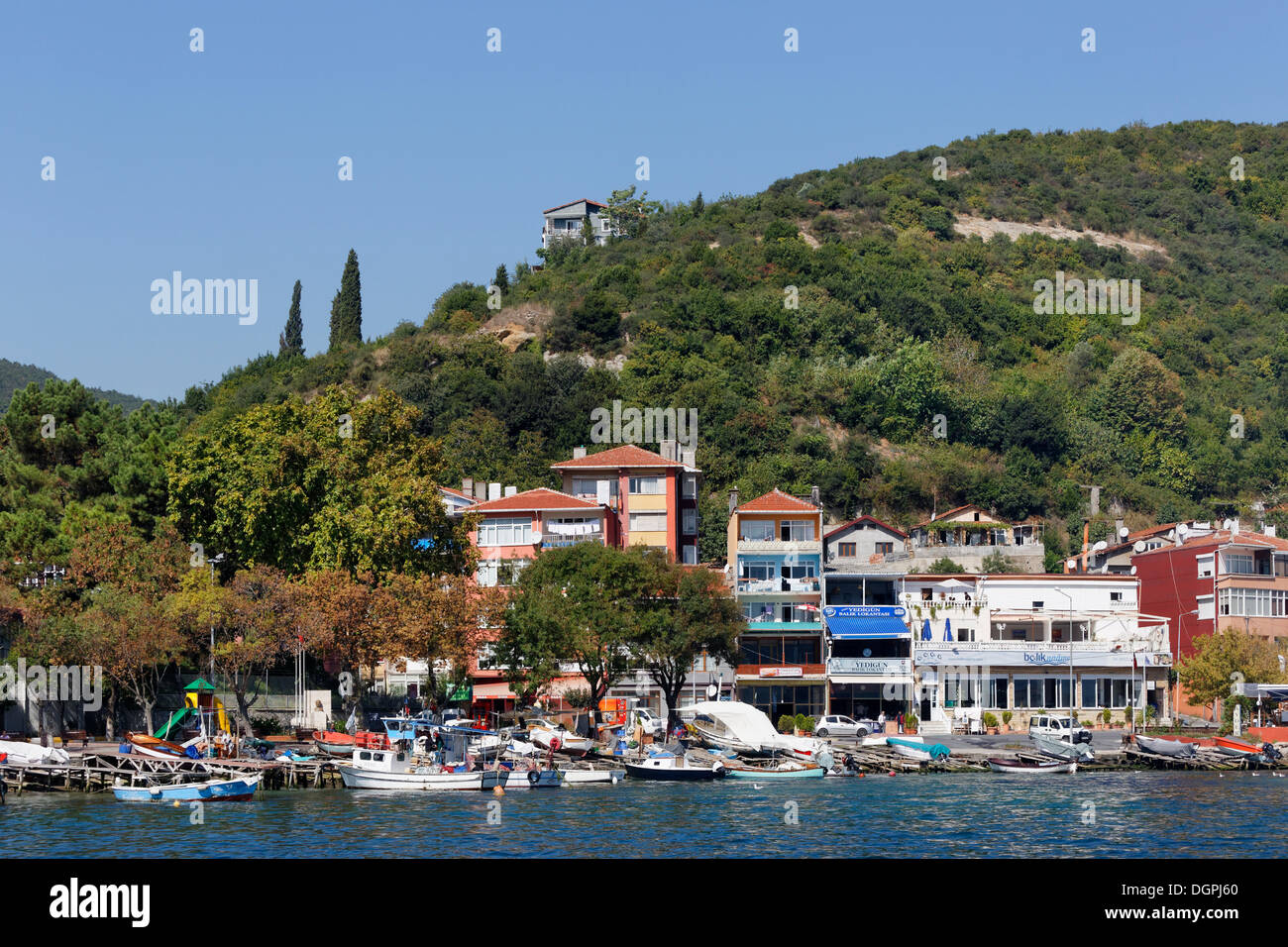 Village of Rumeli Kavagi with the Bosphorus or Bosporus, Bosporus ...