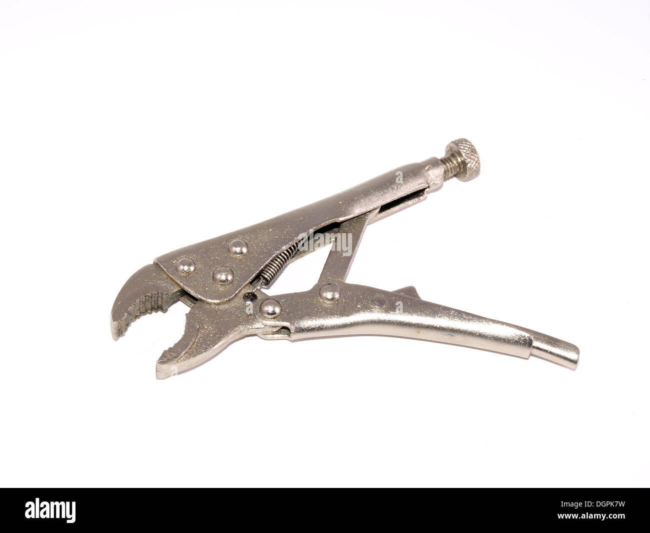 Chrome vice grip on a white background Stock Photo - Alamy