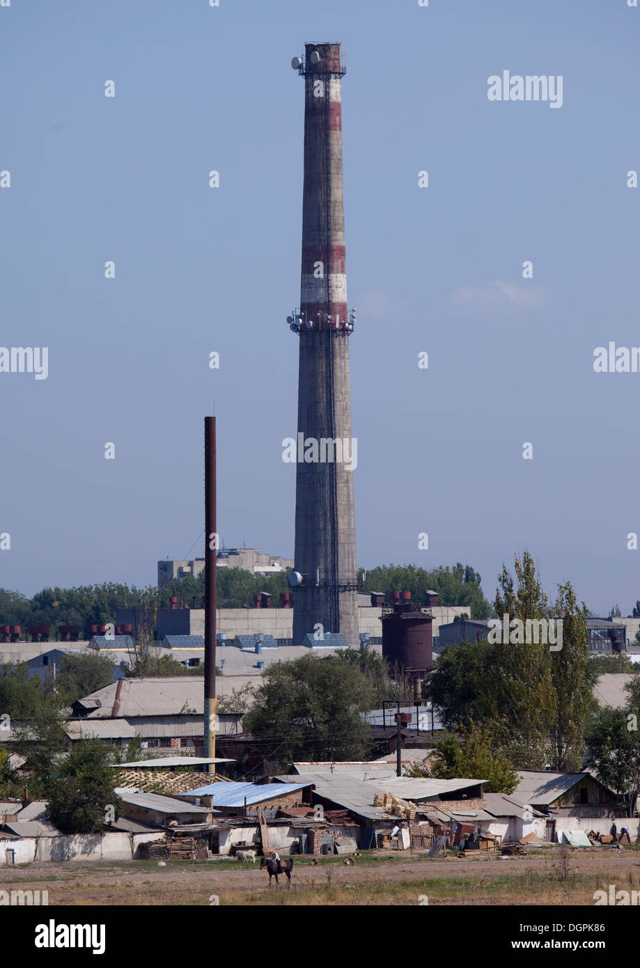 Chimney Of An Old Factory In The Suburbs Of Bishkek, Kyrgyzstan Stock ...