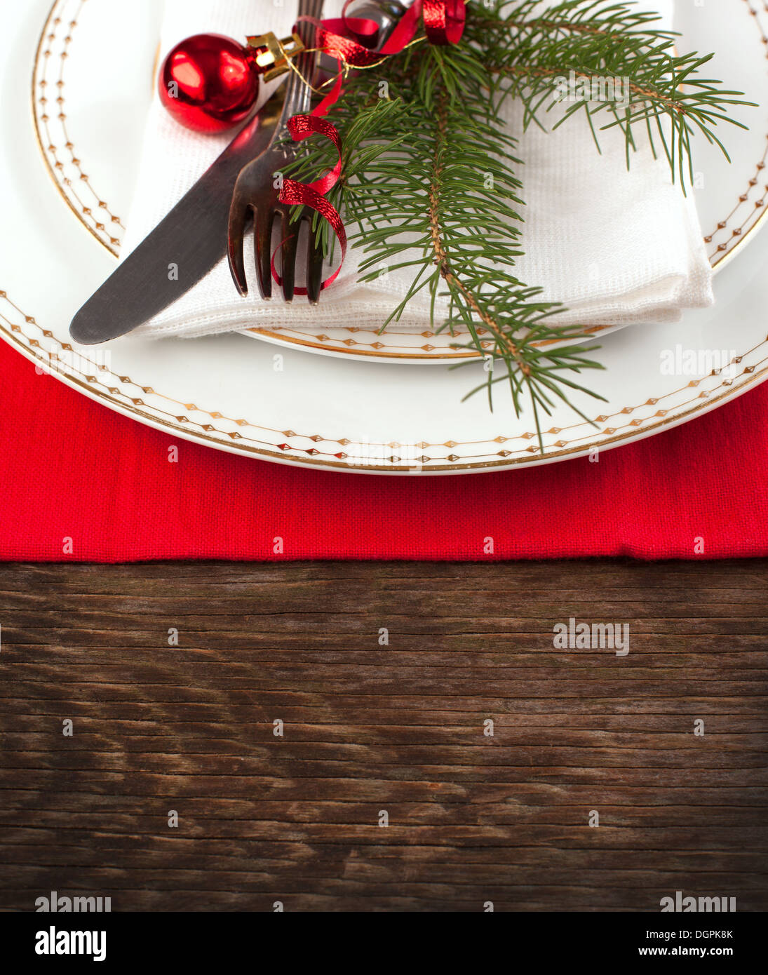 Christmas table setting Stock Photo - Alamy