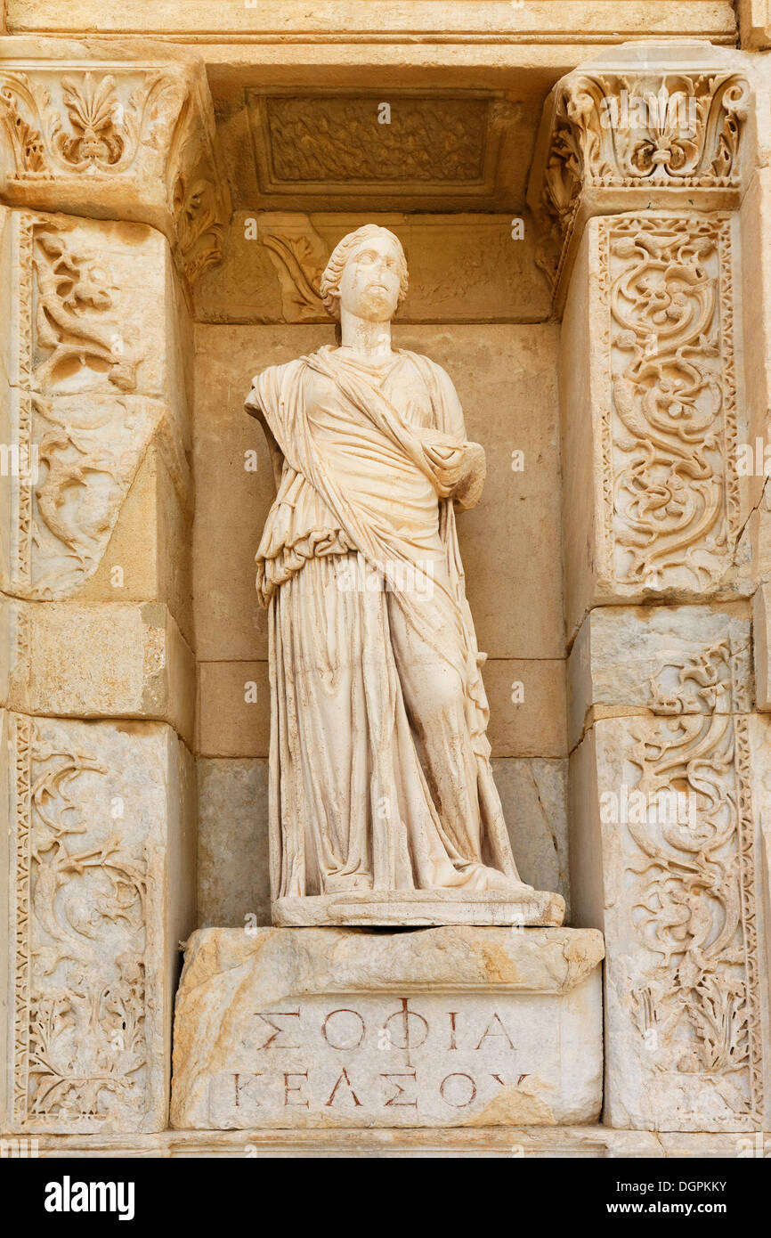 Figure of Sophia, the symbol of wisdom, Library of Celsus, Ephesus ...