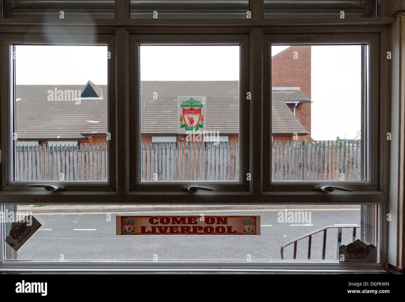 View through a window of The Park pub, Anfield, Liverpool, UK Stock ...