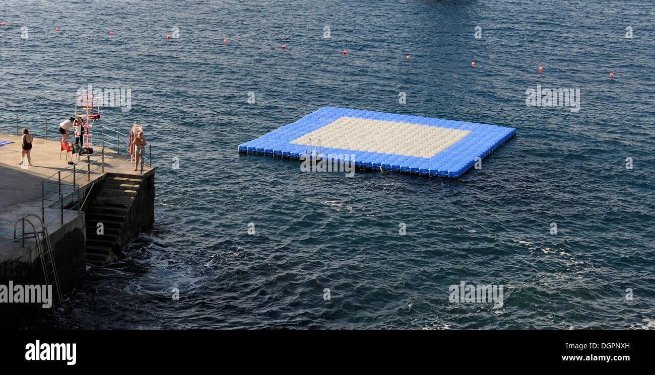 Madeira Portugal. A floating platform to swim to and sunbathe on Stock ...