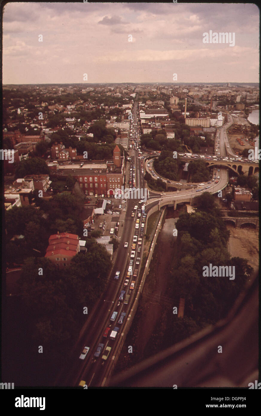 This photograph captures M Street in Georgetown, Washington D.C., with ...
