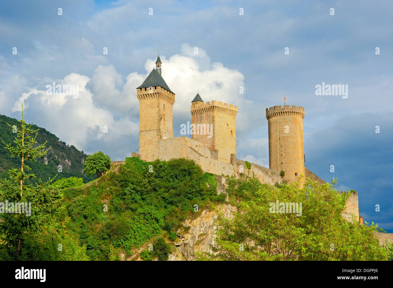 Castle of Foix (Chateau de Foix). Cathar country. Ariege, Midi Pyrénées ...