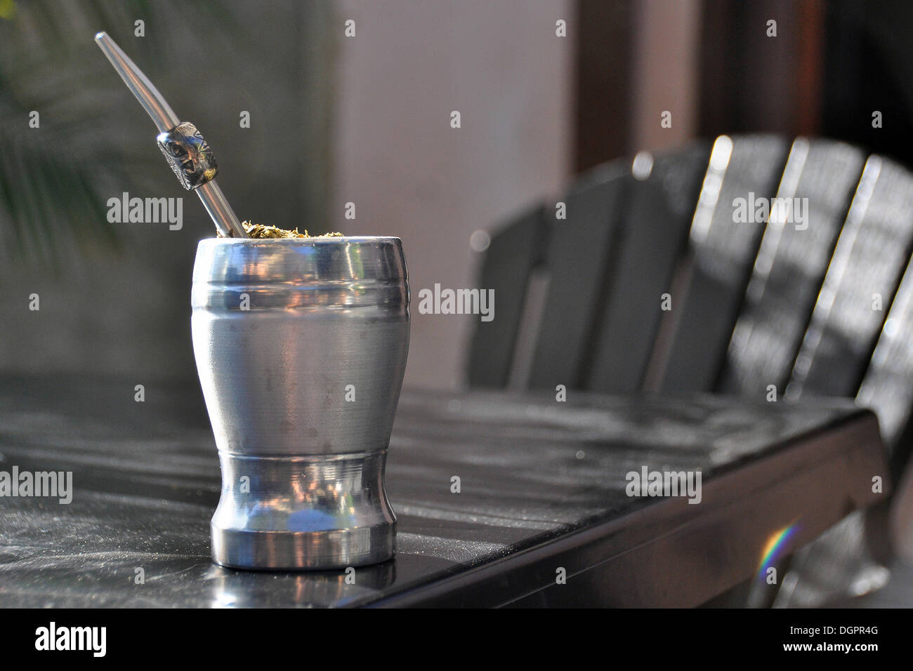 Mate, Argentine national drink, with bombilla and metal drinking tube ...