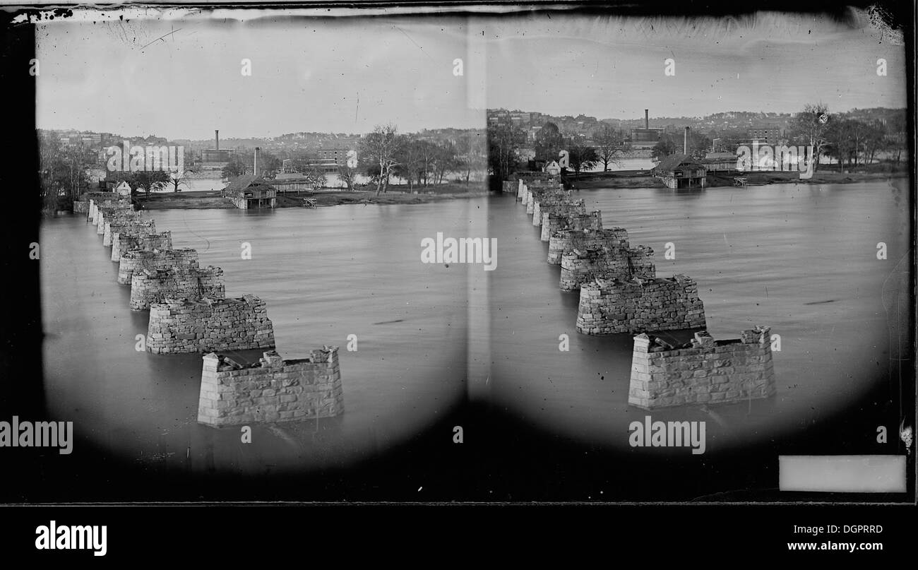 The ruins of Mayo's Stone Railroad Bridge in Richmond, Virginia, show ...