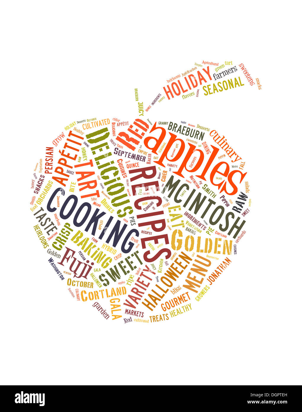 Colorful word cloud showing words dealing with apples and their ...