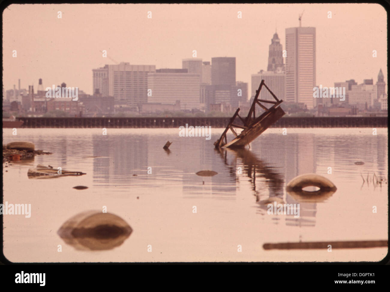 This image shows trash floating in the Middle Branch of Baltimore ...
