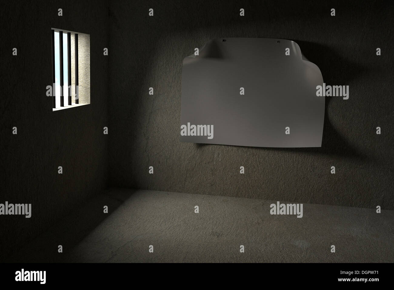Interior of a Prison Cell with Blank Poster Stock Photo - Alamy