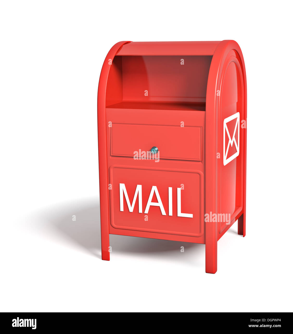 Red post box - isolated on white Stock Photo - Alamy