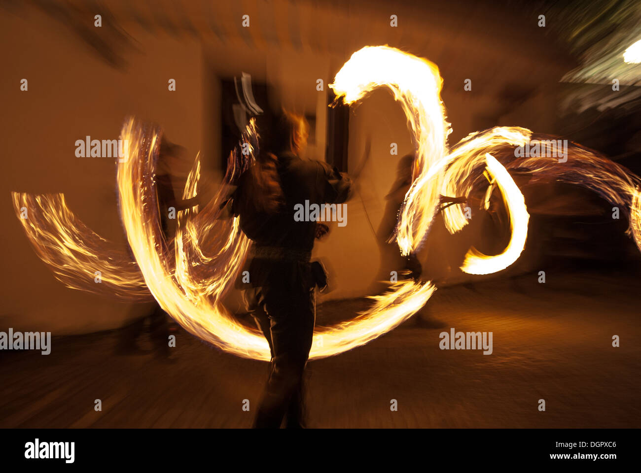 Night dance with fire performance Stock Photo - Alamy