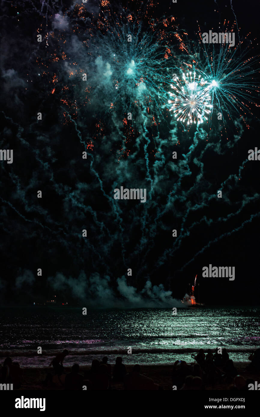 a magnificent fireworks display on the beach Stock Photo - Alamy