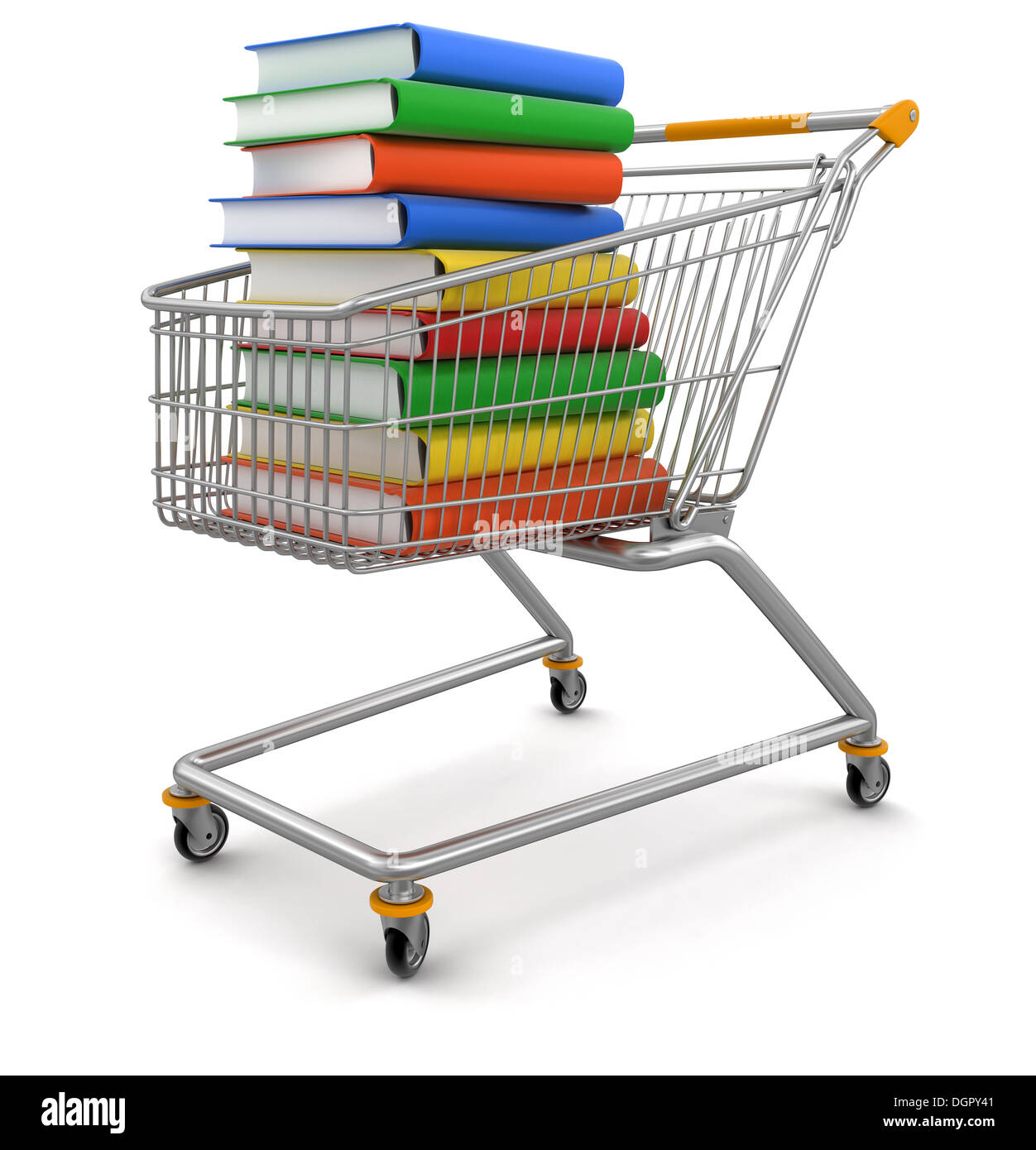 Shopping Carts and Stack of Books (clipping path included Stock Photo ...