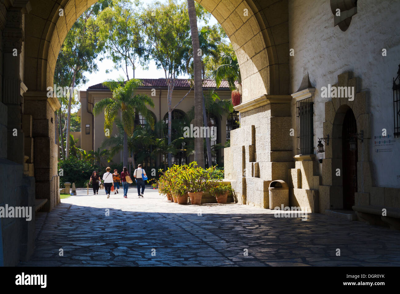 The public library in Santa Barbara, California viewed through the ...