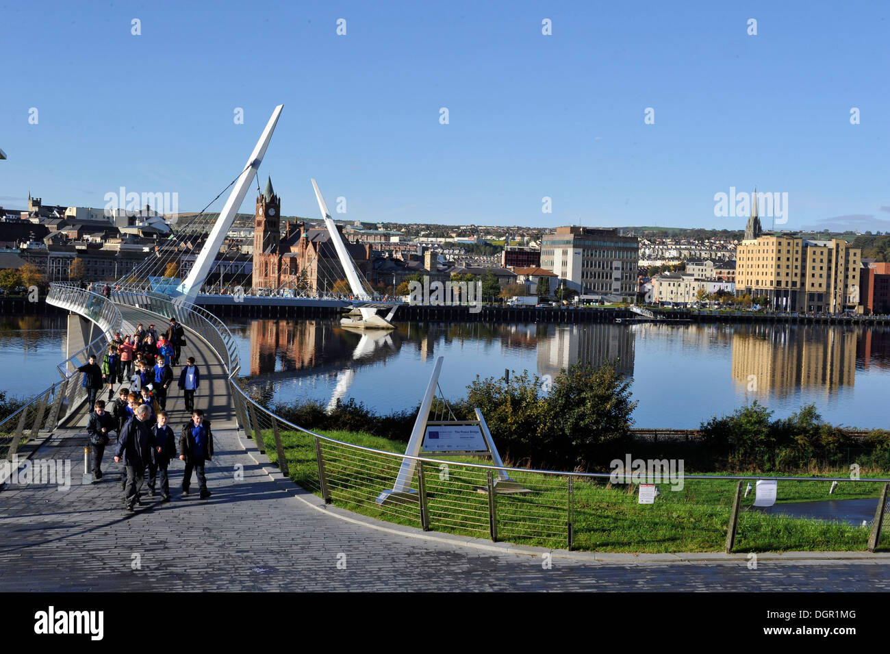 The Peace Bridge is a cycle and foot bridge across the River Foyle ...