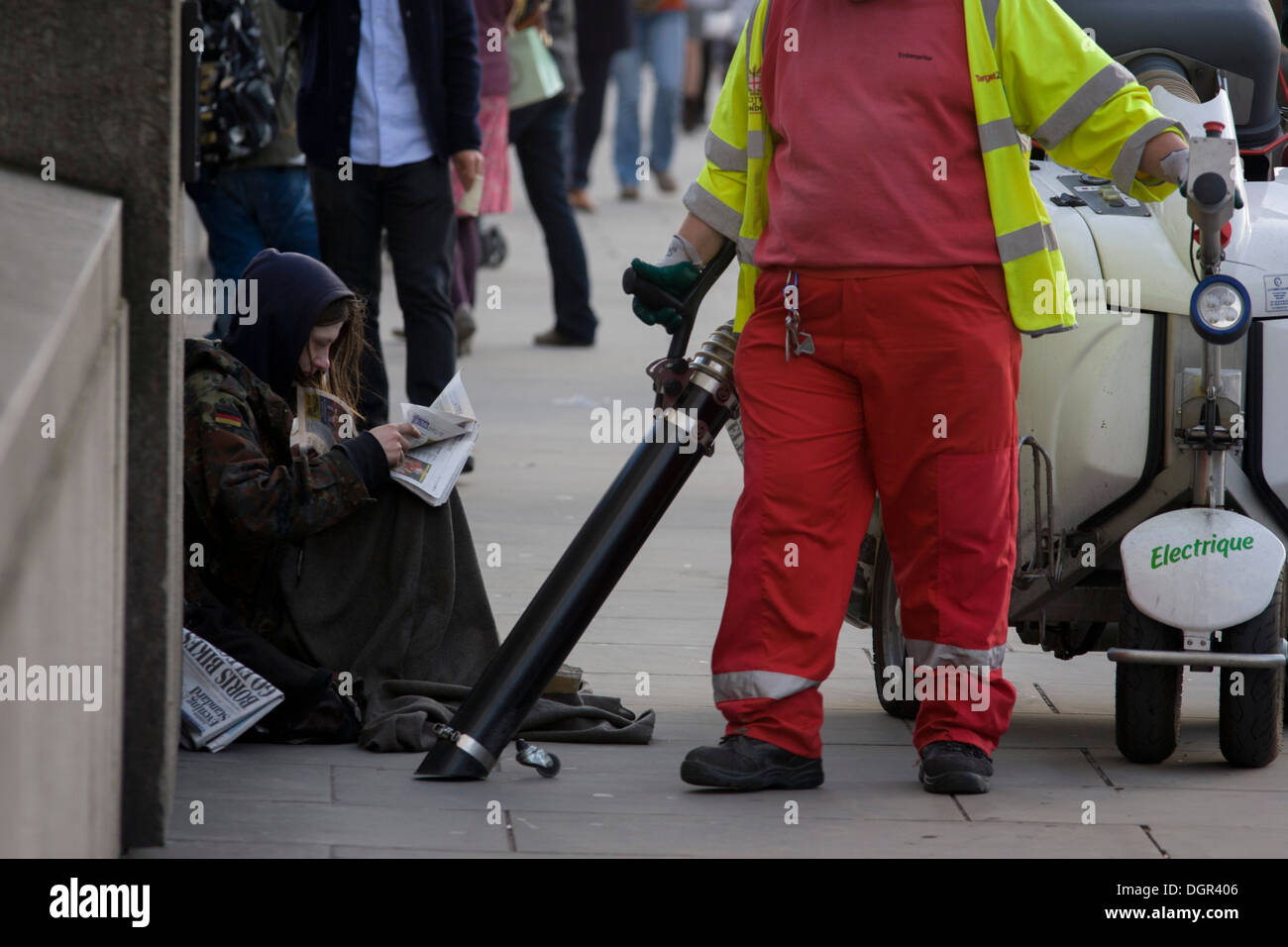 Homeless girl begging in street hi-res stock photography and images - Alamy