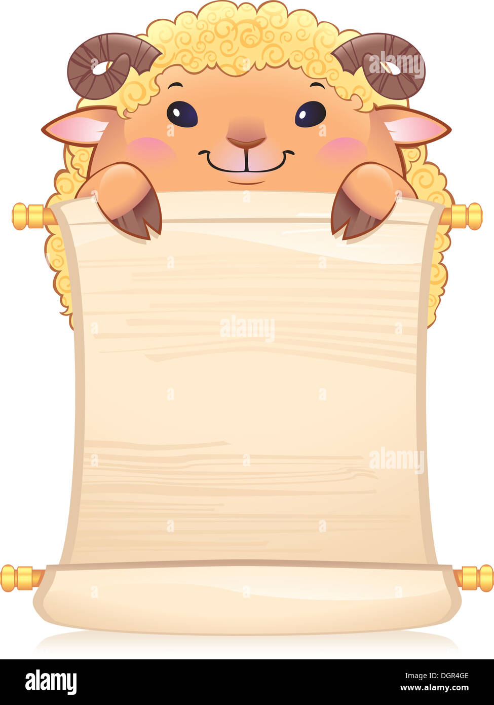 Lamb with scroll - symbol of Chinese horoscope Stock Photo - Alamy