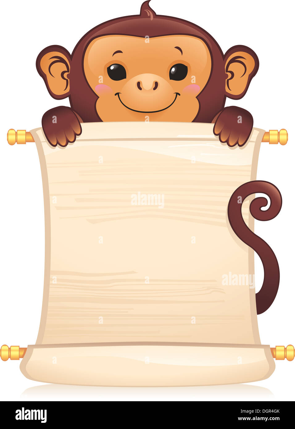 Monkey with a scroll Stock Photo - Alamy