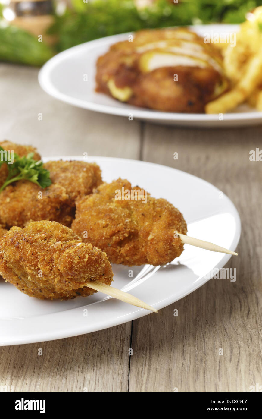Tasty fried chicken kebob Stock Photo - Alamy