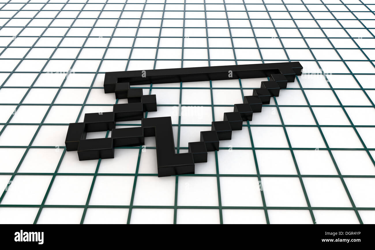 mouse cursor on green grid Stock Photo - Alamy
