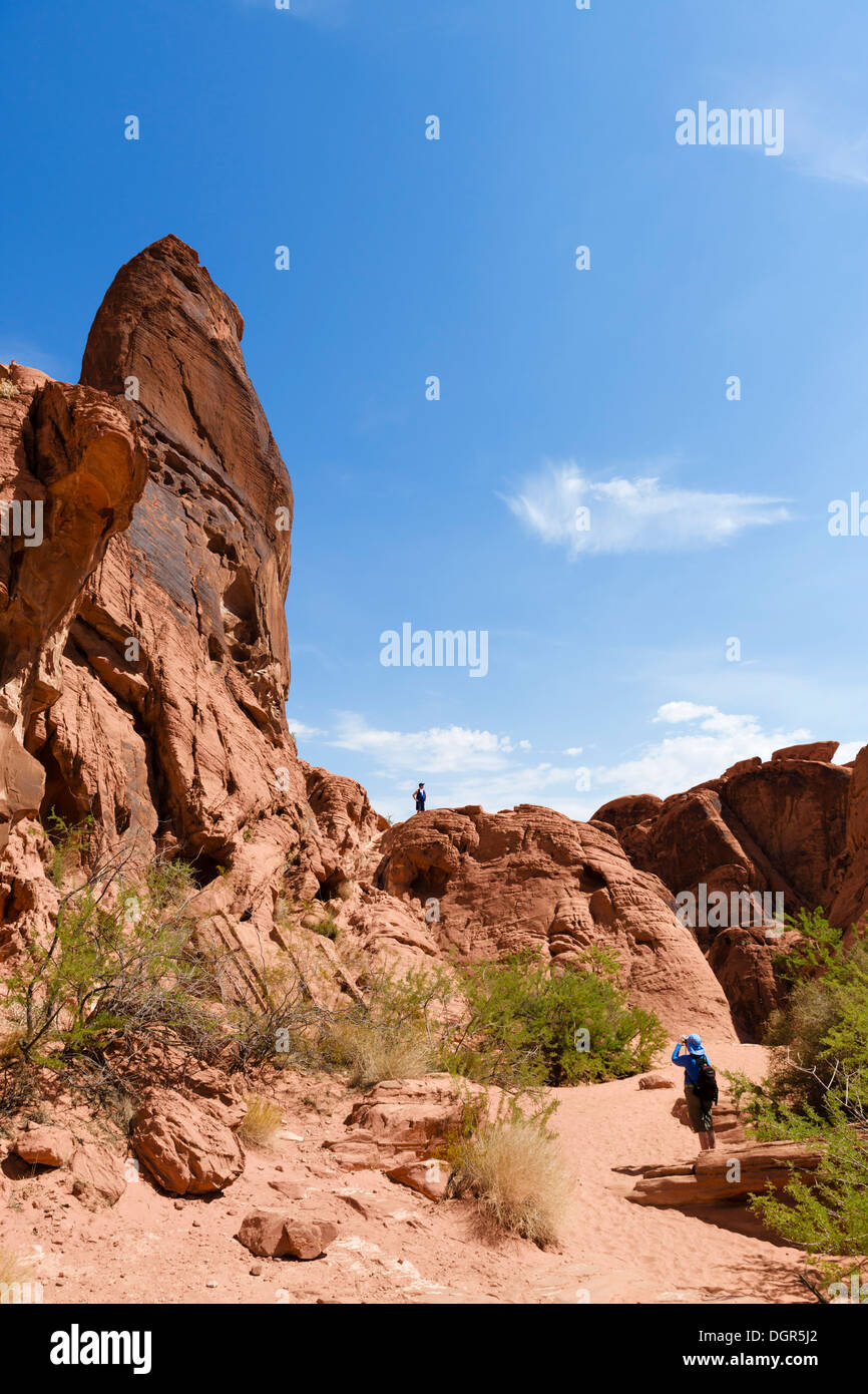 Walkers at the end of the Mouse Tank Trail, Valley of Fire State Park ...