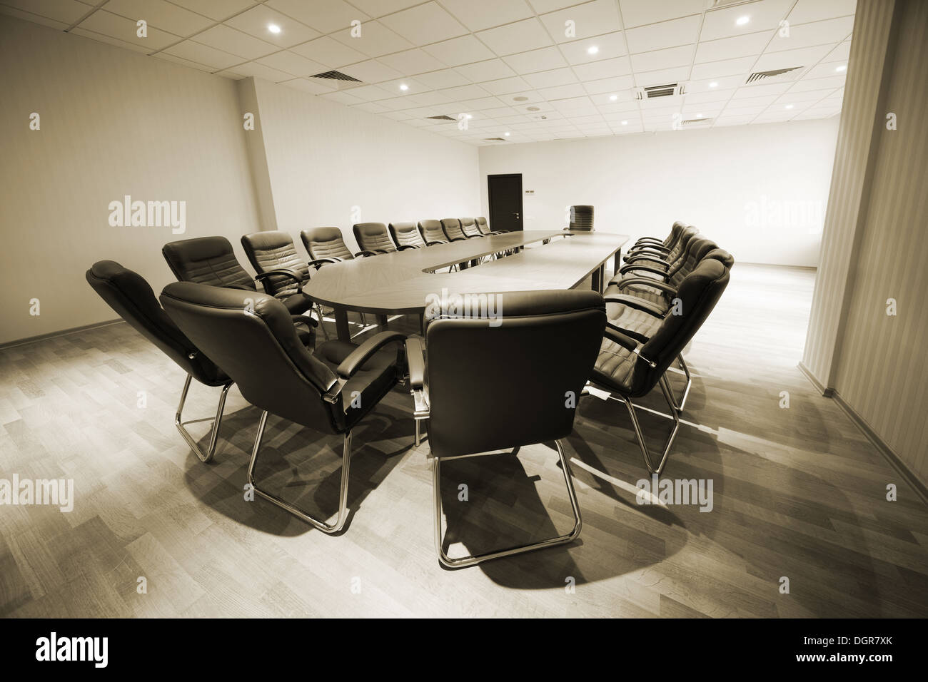 Empty conference room long wood hi-res stock photography and images - Alamy