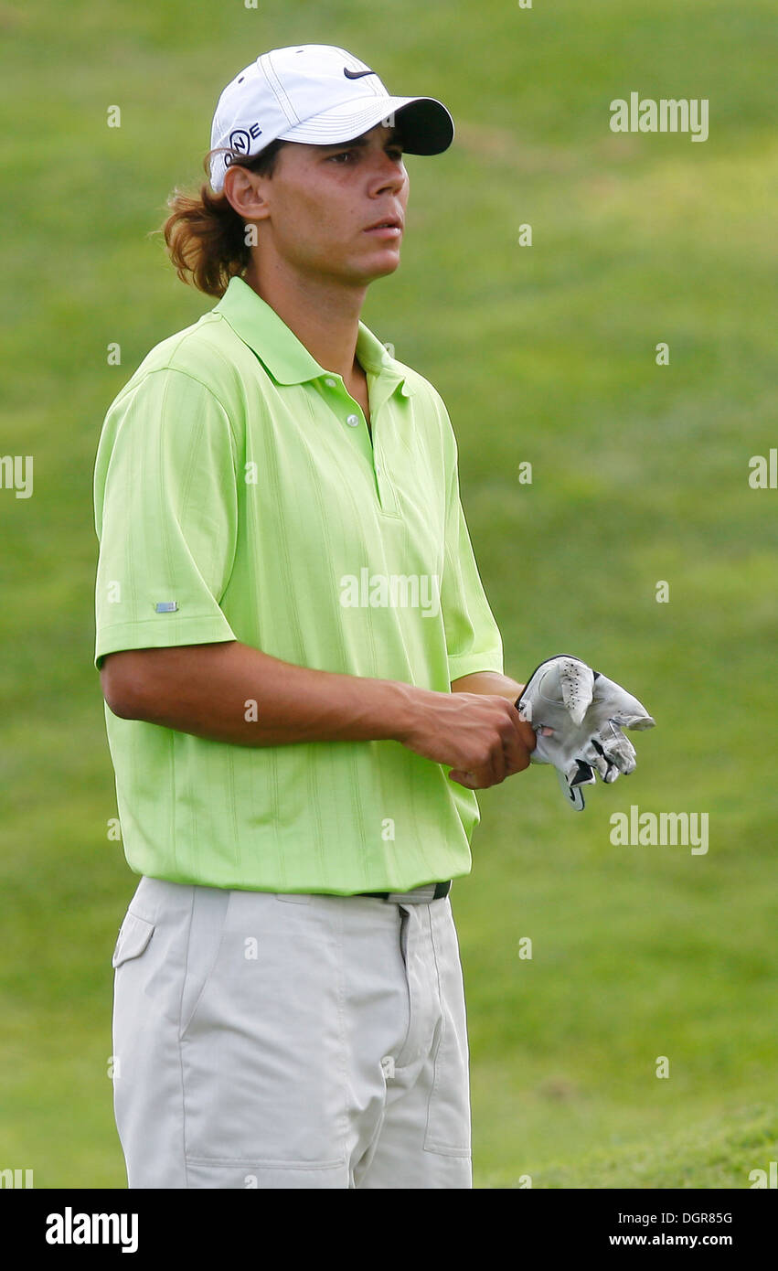 Spain´s tennis player Rafael Nadal seen during a golf trainig session ...