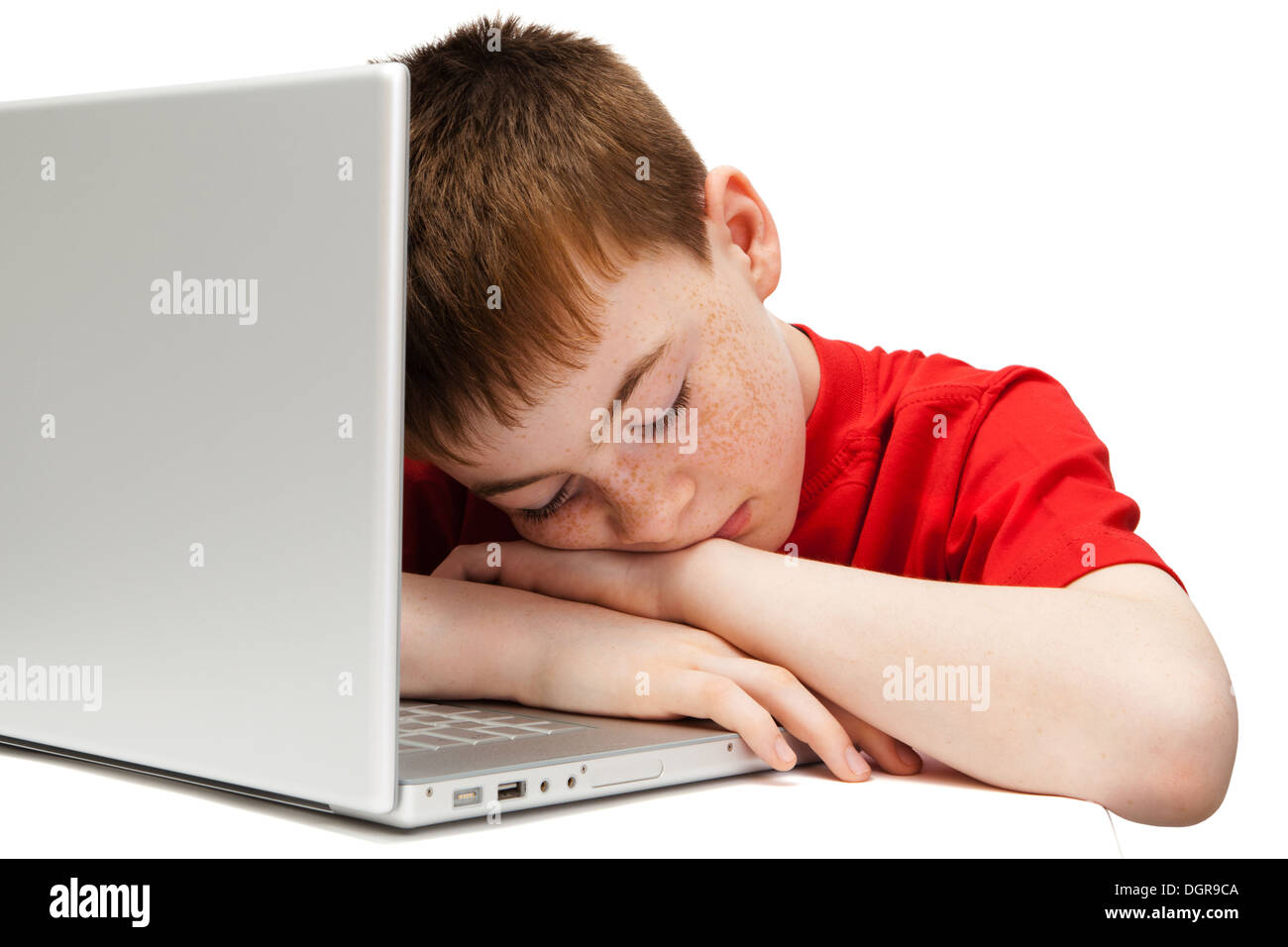 sleeping boy with a laptop Stock Photo - Alamy