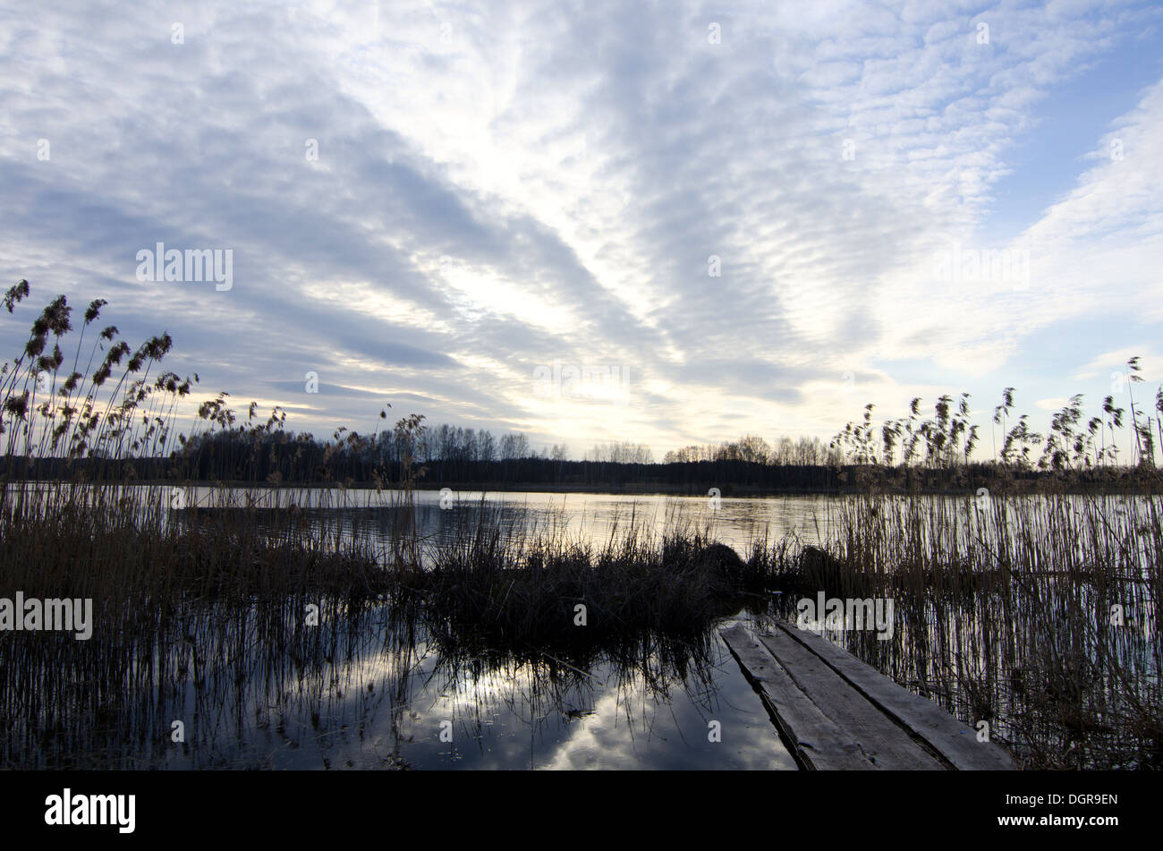 Lake in the spring not a sunset Stock Photo - Alamy