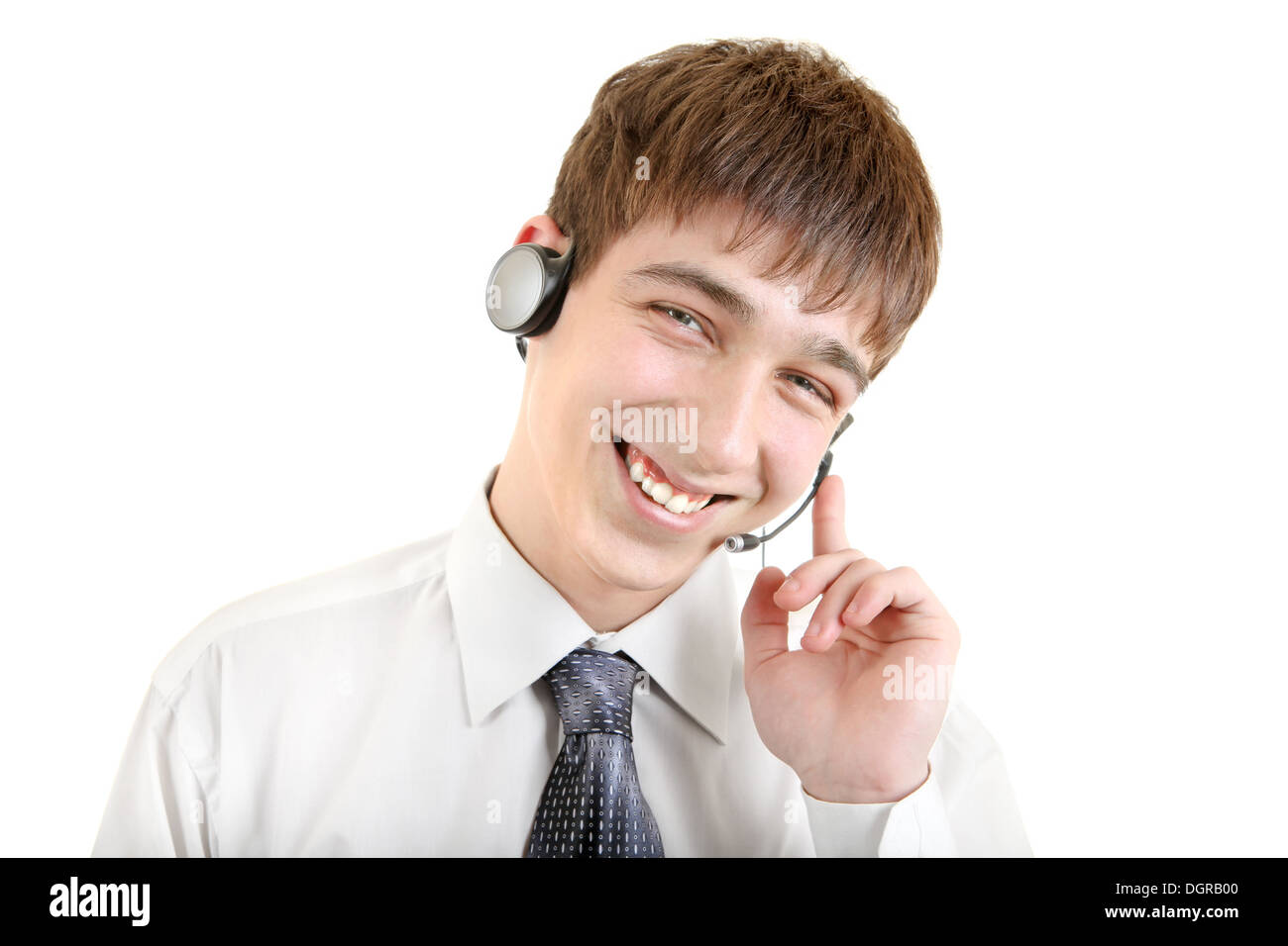 Headset microphone young man hi-res stock photography and images - Alamy