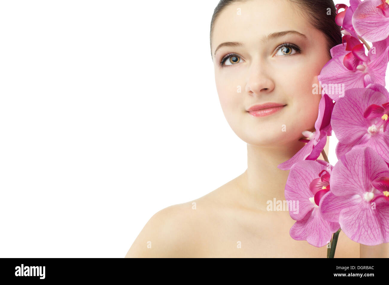 beauty flower girl on the white background Stock Photo - Alamy