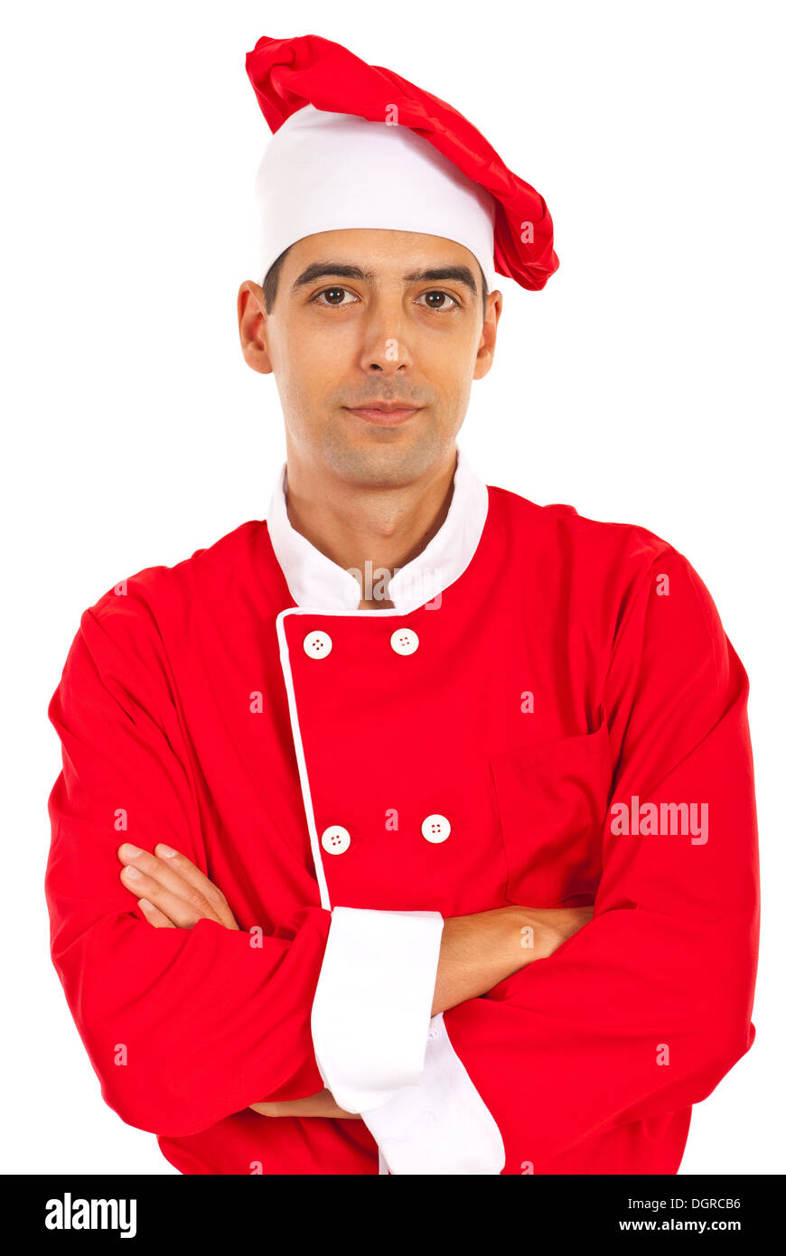 Confident chef standing with arms folded isolated on white background ...