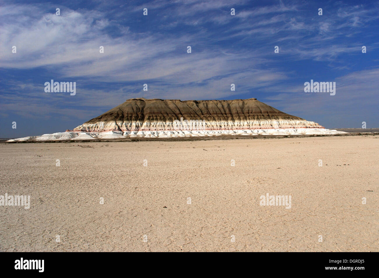 Colorful rock formation, chalk cliffs, in the Ustyurt Plateau or Ust ...