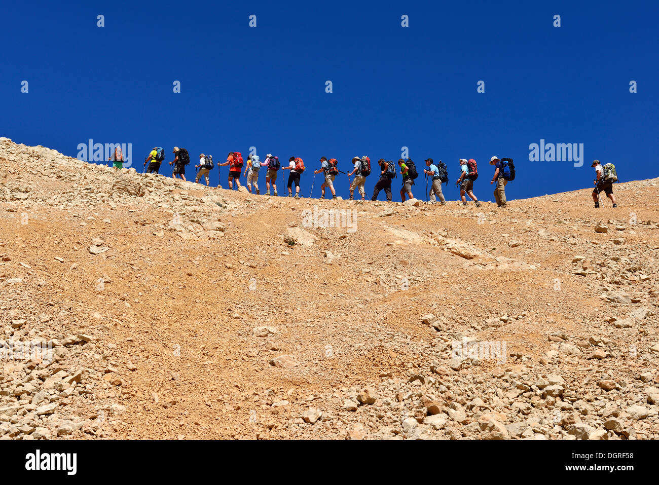 Turkey, Anti-Taurus Mountains, group of hikers on a pass Stock Photo ...