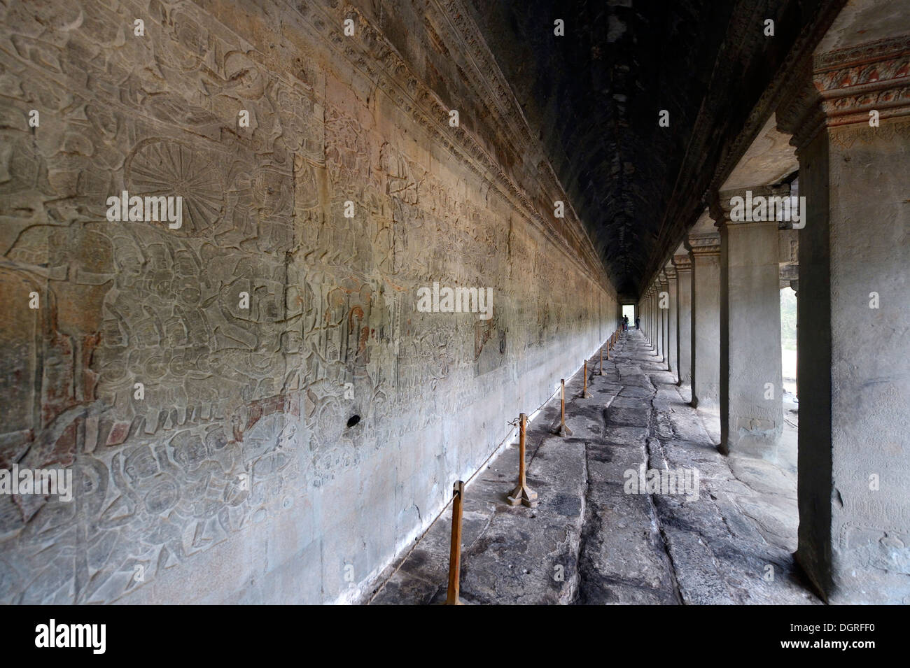 Cambodia, Siem Reap, Angkor Wat, limestone reliefs at western arcade ...