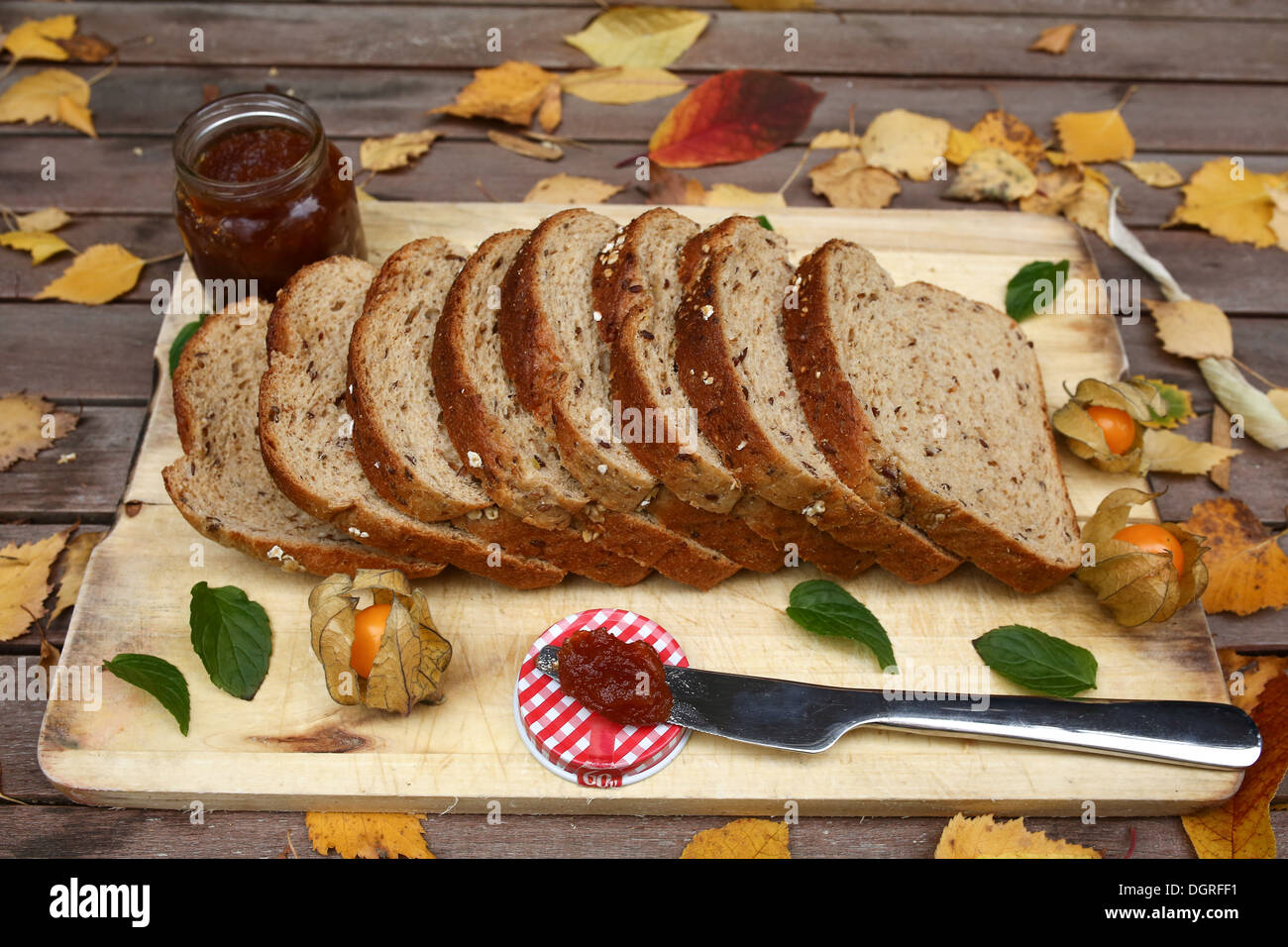 Breakfast with bread Stock Photo - Alamy