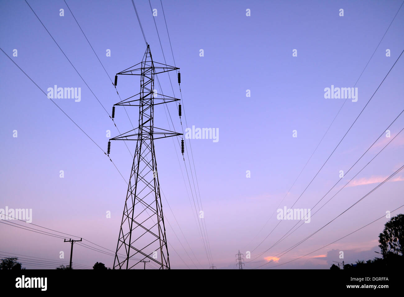 Electricity post and telephone poles for signaling in thailand Stock ...