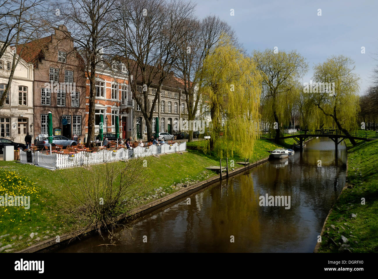 Canal and old brick buildings in the "Dutch town" of Friedrichstadt ...