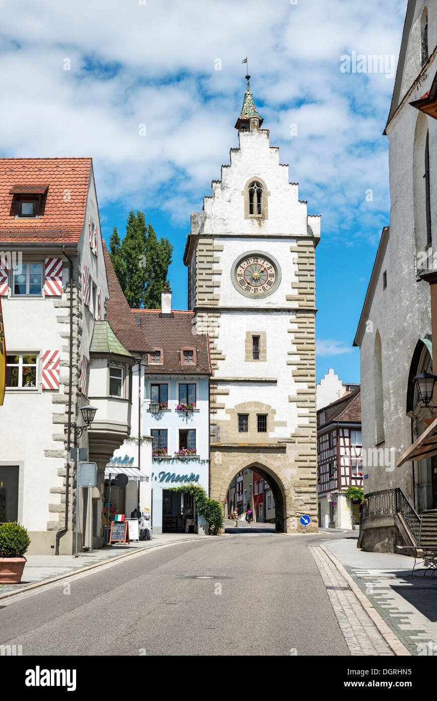Historic city gate in the historic district of Ueberlingen ...