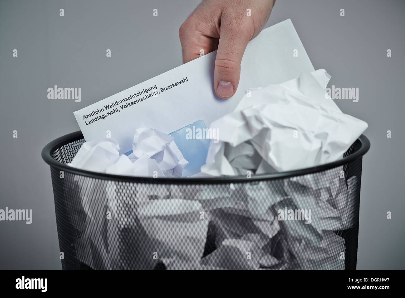 Election voting card in wastepaper basket Stock Photo - Alamy
