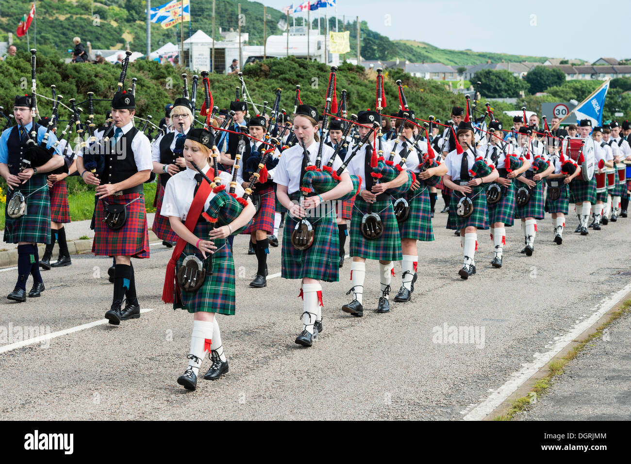 Traditional bagpipe parade, Helmsdale Highland Games, Helmsdale ...